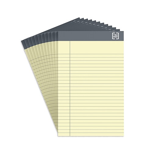 TRU RED™ Notepads, 5" x 8", Narrow Ruled, Canary, 50 Sheets/Pad, 12 ...