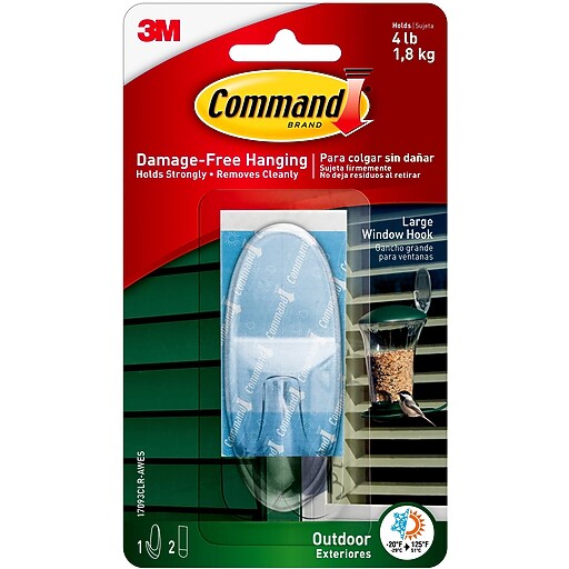 Command Large Window Hook, 4 lb., Clear (17093CLR-AWES) | Staples