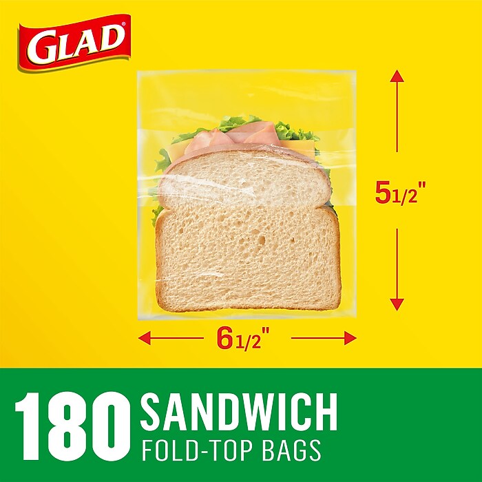 Glad Fold Top Bags Sandwich 180 Bags Box CLO 60771 Staples