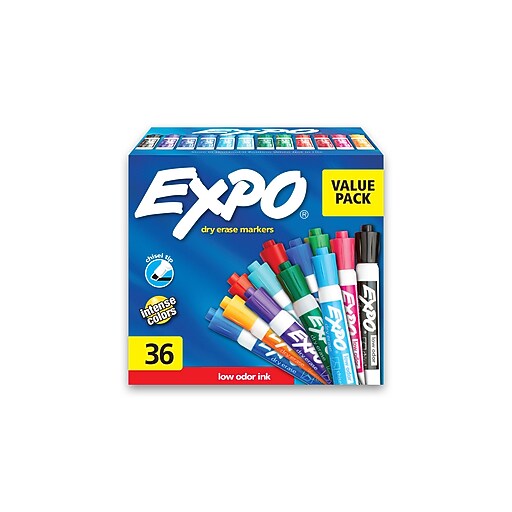 Expo Dry Erase Markers, Chisel Tip, Assorted, 36/Pack (2135174) | Staples