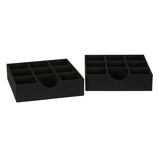 Household Essentials 9-Compartment Drawer Organizers, Black Linen, 2 ...