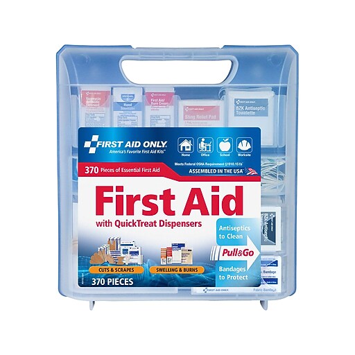 First Aid Only QuickTreat First Aid Kit, Plastic Case, 50 People, 370 ...