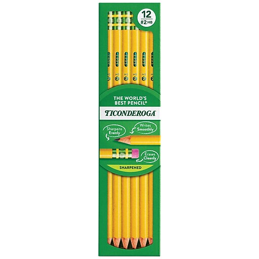 Ticonderoga Pre-Sharpened Wooden Pencil, 2.2mm, #2 Soft Lead, Dozen ...