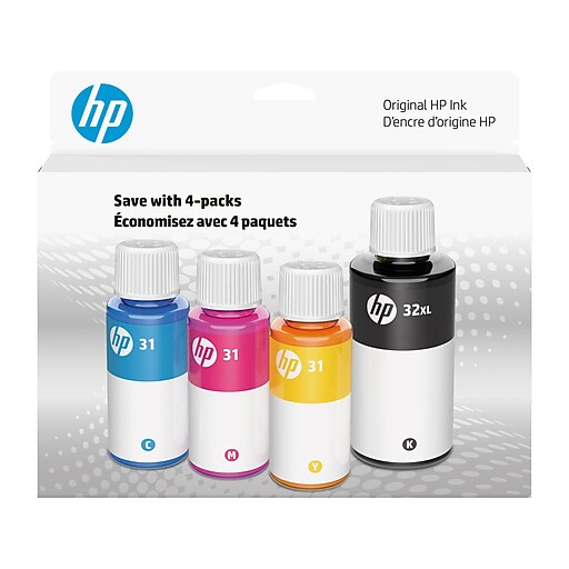 HP 32XL/31 Black/Cyan/Yellow/Magenta High Yield Ink Refills, 4/Pack ...