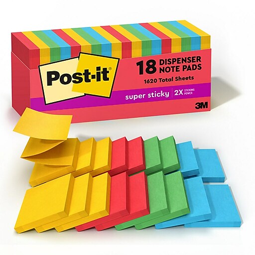 Post-it Super Sticky Pop-up Notes, 3" x 3", Playful Primaries ...