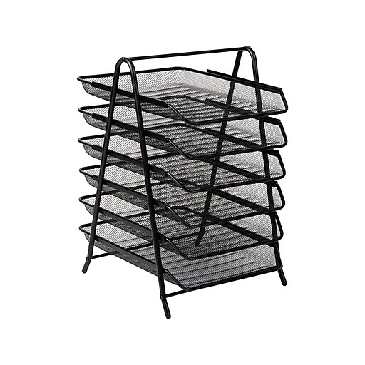 Mind Reader 6-Tier Stackable Paper Desk Tray Organizer, Metal, Black ...