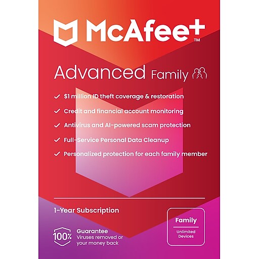 McAfee+ Advanced Individual for Unlimited Users, Windows/Mac/Android ...