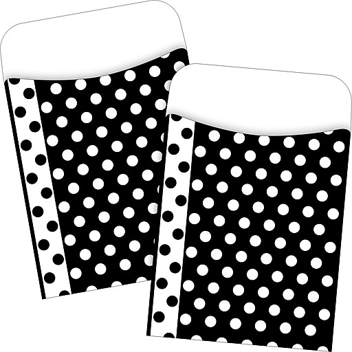 Barker Creek Black & White Dots Peel & Stick Library Pockets, 60/Set ...