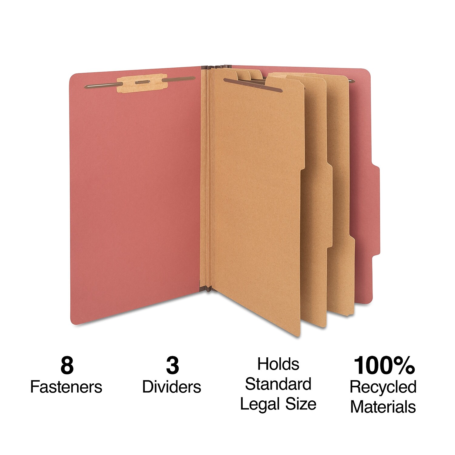 Staples Classification Folders 2/5-Cut Top Tab Lgl 3 Div. Brick Red 20 ...