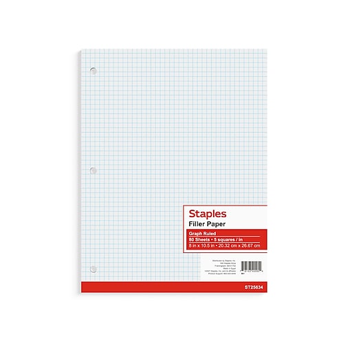 Staples® Graph Ruled Filler Paper 8 X 10 5 White 80 Sheets Pack