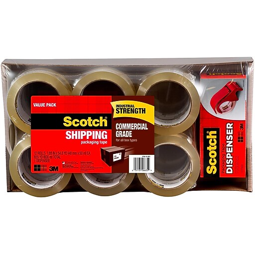 Scotch Commercial Grade Shipping Packing Tape, 1.88" x 54.6 yds., Clear ...