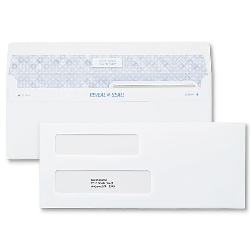 Staples Reveal-N-Seal Security Tinted #8 Business Envelopes, 3 5/8" x 8 ...