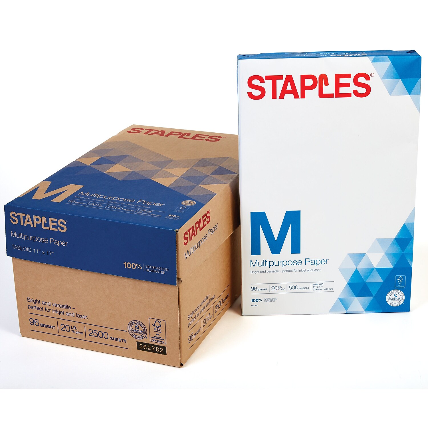 Staples 11" x 17" Multipurpose Paper 20 lbs. 96 Brightness 500/RM 5 RM ...