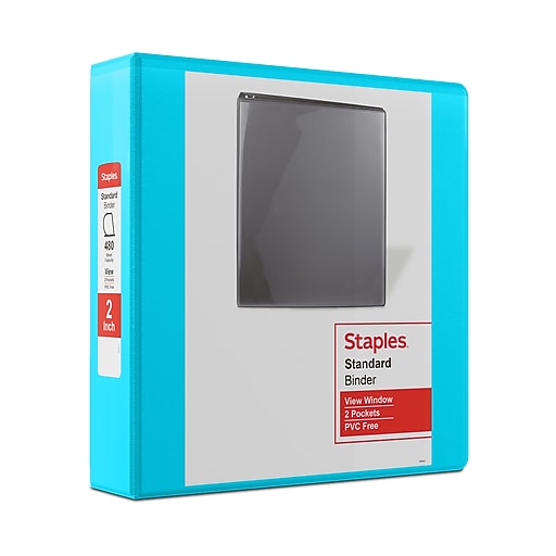 Staples 2" 3-Ring View Binder, D-Ring, Teal (ST55426) | Staples