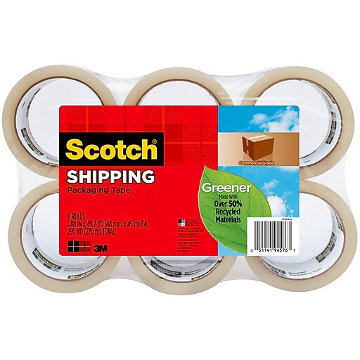 Scotch Packing Tape, 1.88" x 49.6 yds., Clear, 6/Pack (3750G6) | Staples