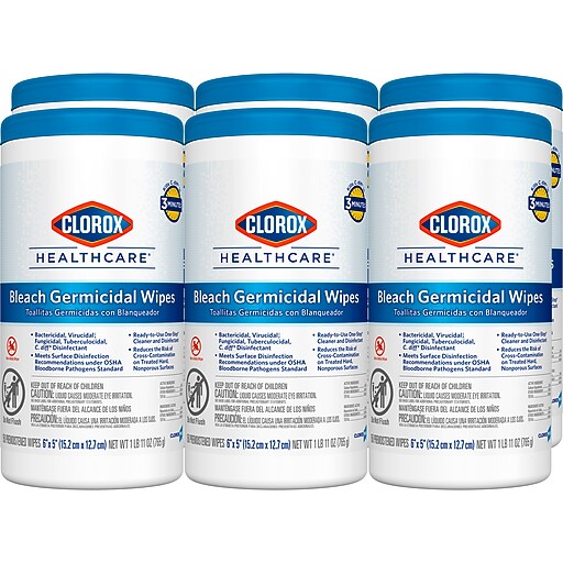Clorox Healthcare Disinfecting Wipes, 150 Wipes/Container, 6/Carton ...