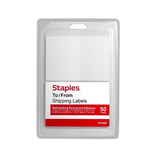 Staples Packing Labels, "To" & "From", 4 1/4" x 2 15/16" | Staples