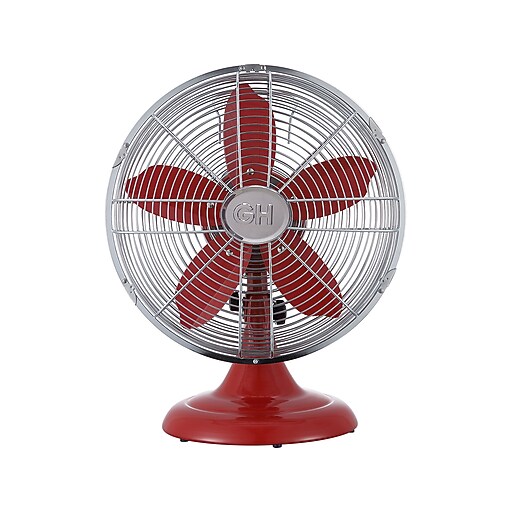 Good Housekeeping 12" Oscillating Desk Fan, 3-Speed, Red/Silver (92611 ...