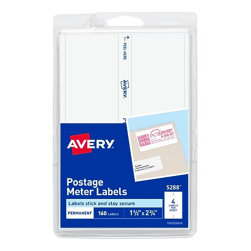 Avery Postage Meter Labels for Pitney Bowes Postage Machines, 1-1/2" x ...