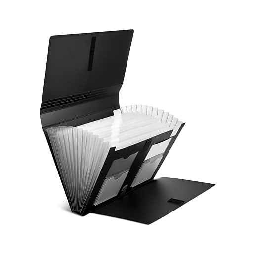 TRU RED Plastic Filing Accordion File, 13-Pocket, Letter Size, Black ...