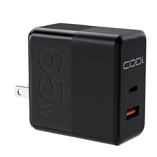 CODi 65W GaN Dual Port Wall Charger, USB-C & USB-A Outputs (A01106 ...