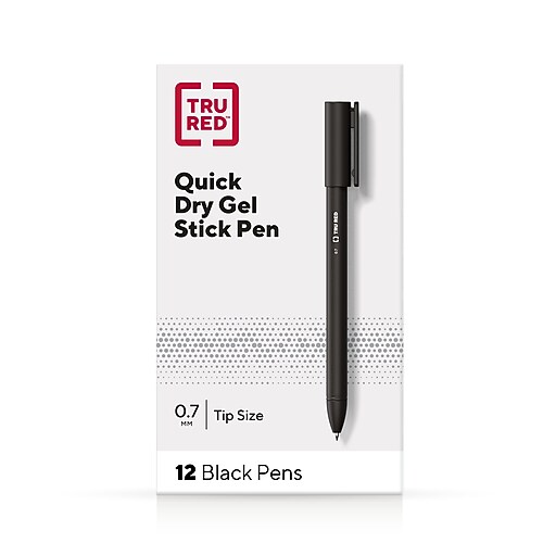 TRU RED Quick Dry Gel Pens, Medium Point, 0.7mm, Black, Dozen (TR54480 ...