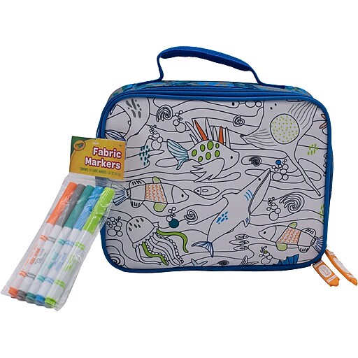 Crayola Color-Your-Own Lunch Bag with Marker Set, Blue Camo/White ...
