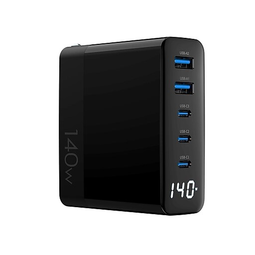 4XEM USB-A/USB-C Wall Charger, Black (4XGAN016140WB) | Staples