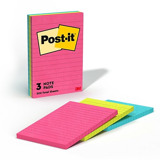 Post-it Notes, 4" x 6", Poptimistic Collection, Lined, 100 Sheet/Pad, 3 ...