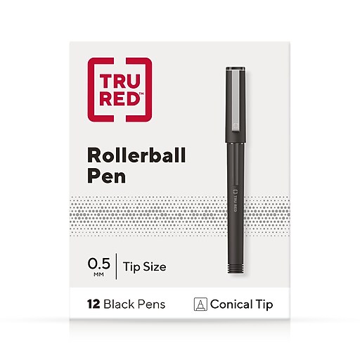 TRU RED™ Rollerball Pens, Fine Point, Black, Dozen/Pack (TR57321) | Staples