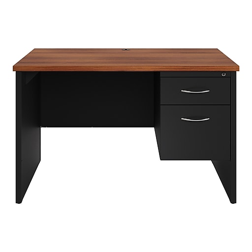 Hirsh 48"W Single-Pedestal Desk, Black/Walnut (20539) | Staples
