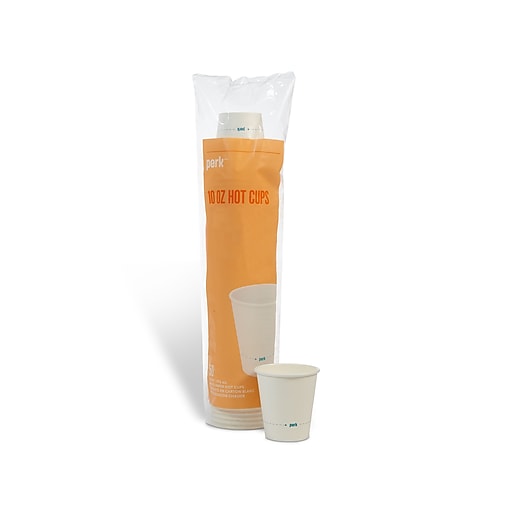 Perk™ Paper Hot Cups, 10 oz., White, 50/Pack (PK59143) | Staples