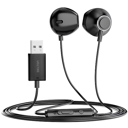 Delton 10E Stereo USB In-Ear Computer Headset with Microphone, Black ...