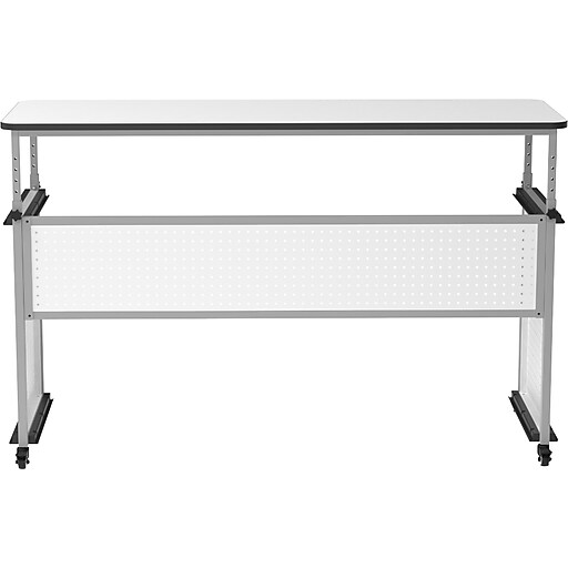 Luxor 32"-38"H Adjustable Standing Modular Teacher Desk, White/Gray ...