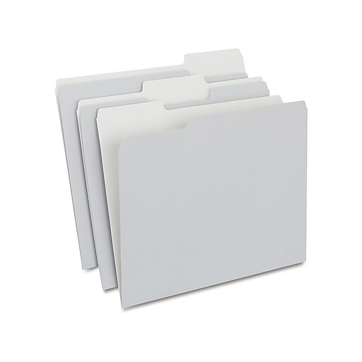 Staples File Folders, 1/3-Cut Tab, Letter Size, Gray, 100/Box (ST433664 ...