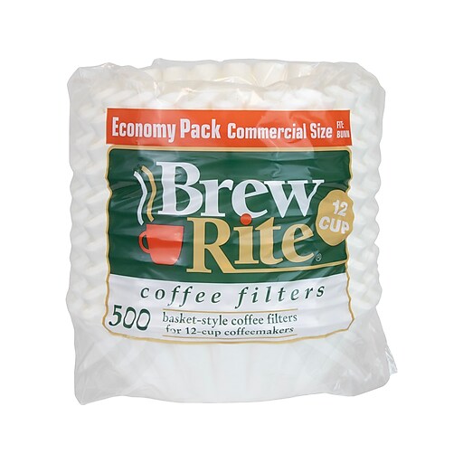 Brew Rite 12-Cup Paper Coffee Filter, Basket Shape, 500/Box (48501 ...