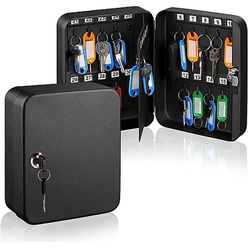 AdirOffice 30-Key Cabinet with Key Lock and Key Tags, Black (681-30-BLK ...