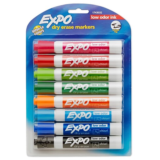 Expo Tank Dry Erase Markers, Chisel Tip, Assorted Inks, 8/Pack (1743032 ...