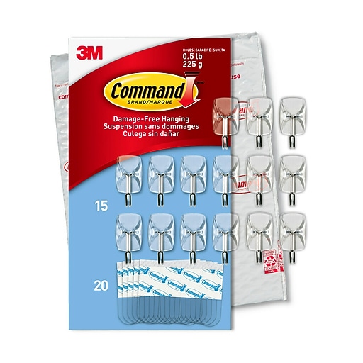 Command Small Wire Hooks, Clear, 15 Hooks/Pack (17067CLR-15NA) | Staples