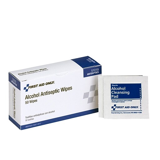 First Aid Only 2.25" x 1.13" Alcohol Cleansing Pads, 50/Box (51019 ...