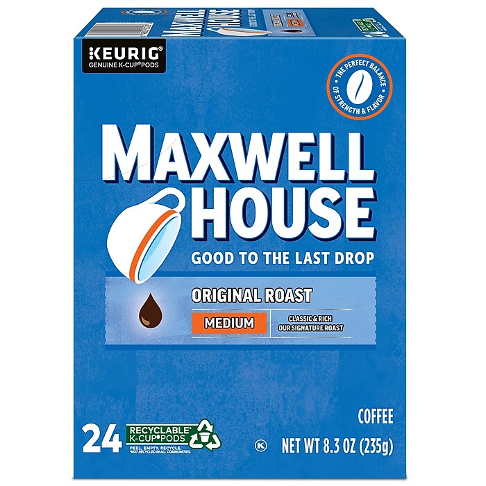 Maxwell House Original Roast Coffee Keurig K Cup Pods Medium Roast 24 Box 5469 Staples