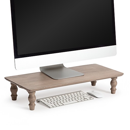 Anji Mountain Acacia Wood Monitor Stand, Up to 32" Monitor, Biscotti ...
