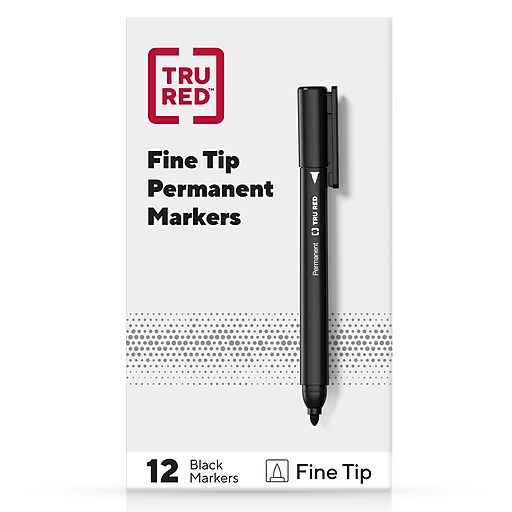 TRU RED™ Permanent Marker, Fine Tip, Black, 12/Pack (TR54533-CC) | Staples