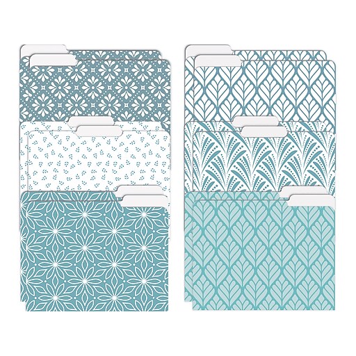 Better Office Soft Hue Floral Heavyweight File Folders, 1/3-Cut Tab ...