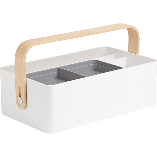 U Brands Mod Caddy 4-Compartment Plastic Desk Storage, White, 2 Pieces ...
