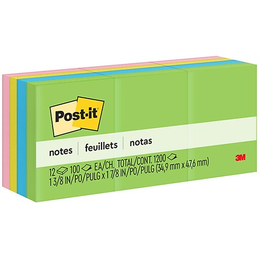 Post-it Notes, 1 3/8" x 1 7/8", Floral Fantasy Collection, 100 Sheet ...