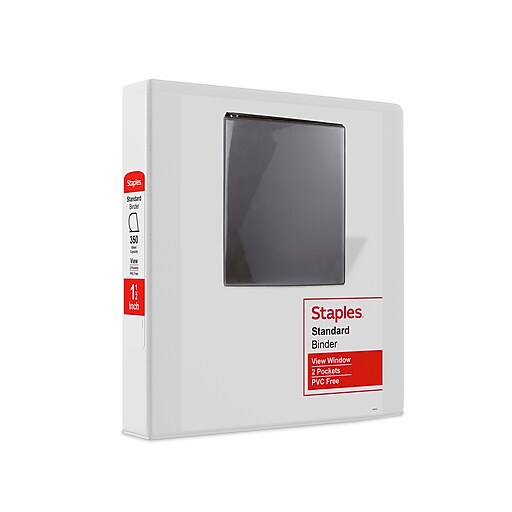 Staples 1 1/2" 3-Ring View Binder, D-Ring, White (55409/26438) | Staples