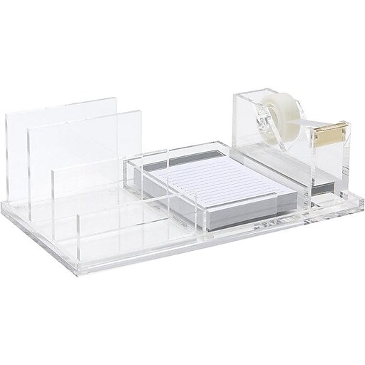 Russell+Hazel 4-Piece Desk Organizer Set, Acrylic, Clear (38591) | Staples