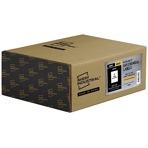Avery UltraDuty Waterproof Laser GHS Chemical Labels, 8-1/2" x 11 ...