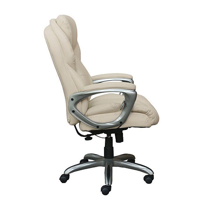 Serta Works My Fit Ergonomic Bonded Leather Swivel Executive Chair Ivory 48098A Staples